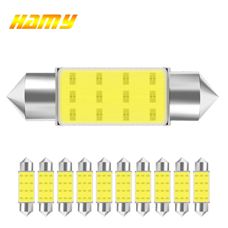 10 Pcs C10w C5w Led Cob Bulb Festoon 31/36mm 39mm 41mm Car Interior Dome Reading Light Trunk ...