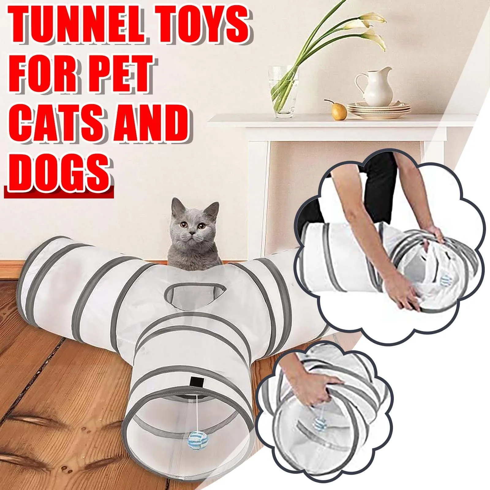 Tunnel pour animaux de compagnie, jeu de rides, Tube pliable, jouet ...