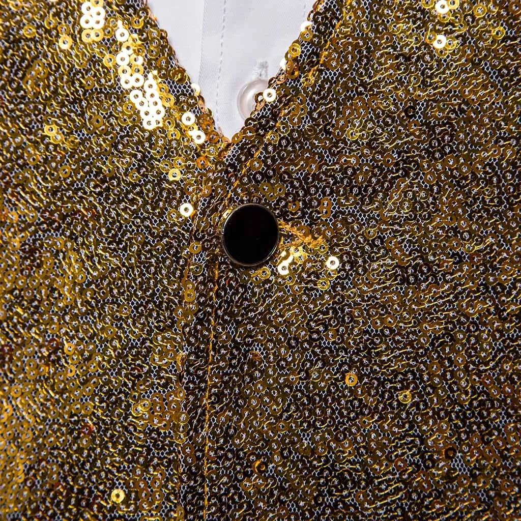 Feitong мужской костюм с пайетками приталенная жилетка деловой ...