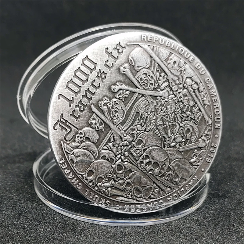 African-Cameroon-Cathedral-Relief-Skull-Anitque-Silver-Commemorative ...