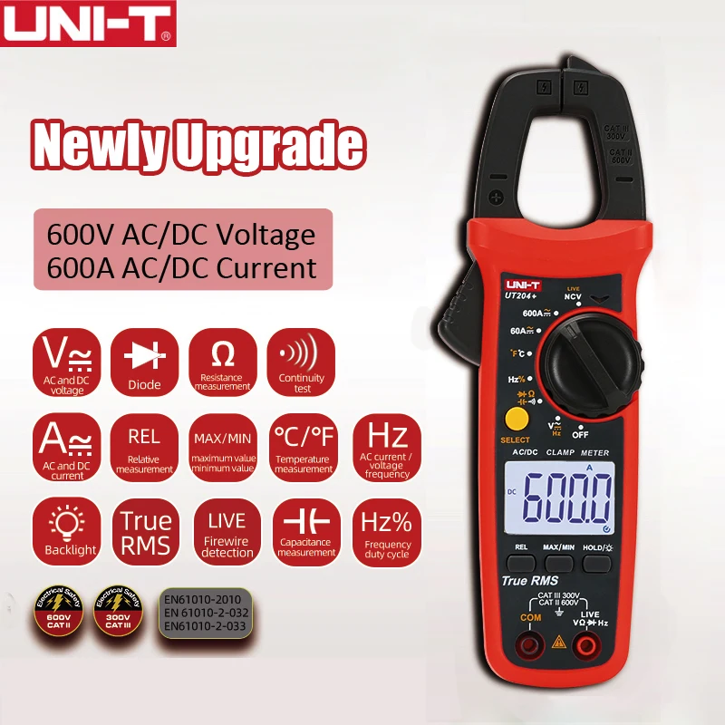 UNI T Digital Clamp Meter NCV Auto Range True RMS MAX/MIN AC DC Current ...