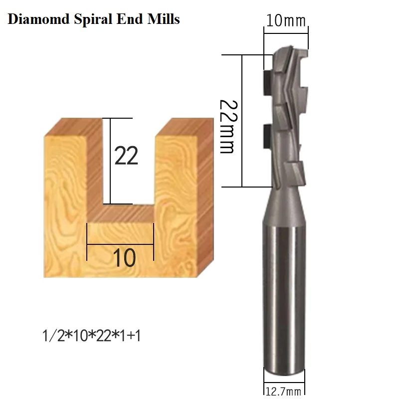 Diamond PCD woodworking cnc milling cutter two flute spiral Shank ...