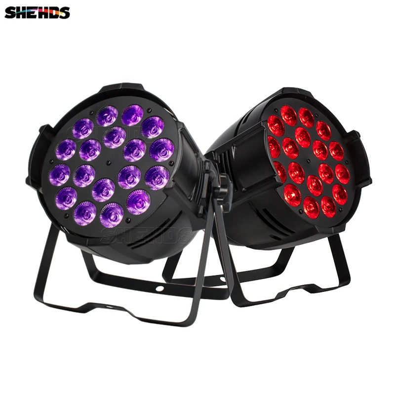 2Pcs SHEHDS Aluminum Alloy LED Par 18x18W 6in1 RGBWA+UV Lighting DMX 512 Stage Lights IP20 Dj ...