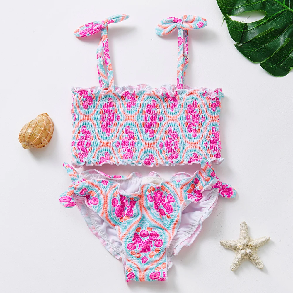 Girls-Swimwear-3-7Year-Girls-Pleated-Bikini-Sets-Two-pieces-Children ...