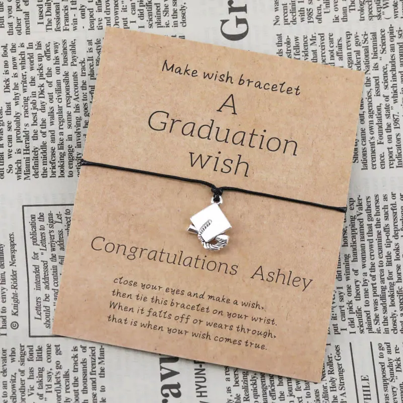 Graduate Graduation Charm Bracelet Graduation Wish Bracelet Trencher ...