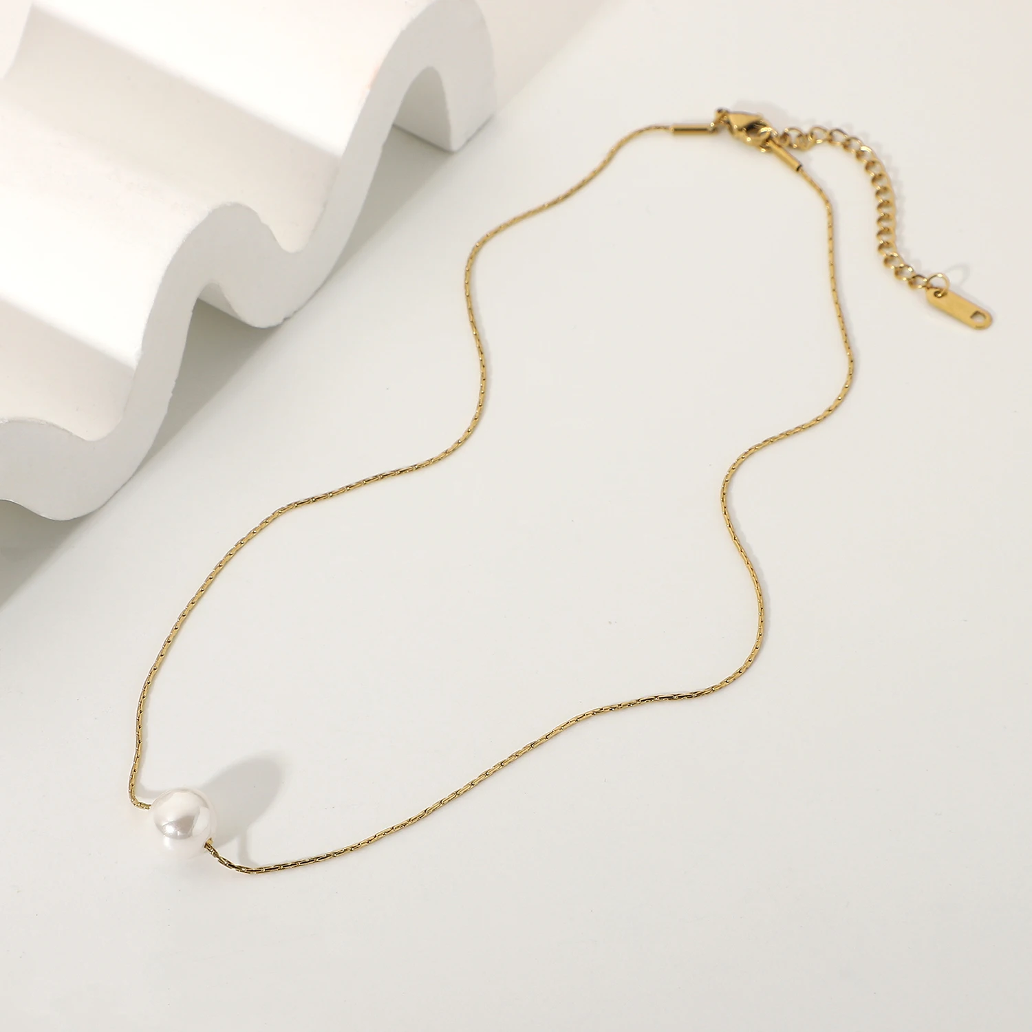 Collar de perlas de acero inoxidable para mujer, cadena de oro, joyería ...