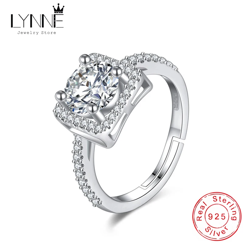 LYNNE-Jewelry-New-Fine-AAA-Zircon-Prom-Rings-925-Sterling-Silver-Open ...