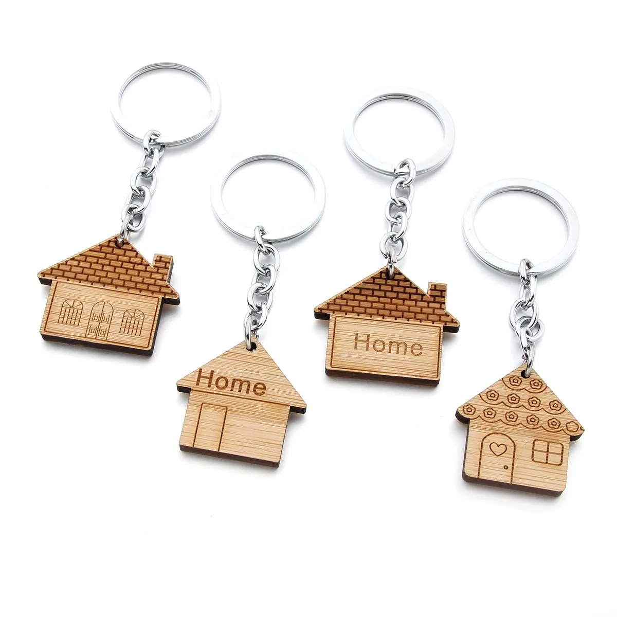 Small Wooden House Key Chain Cute Girl Keychain Home Key Ring for Men ...
