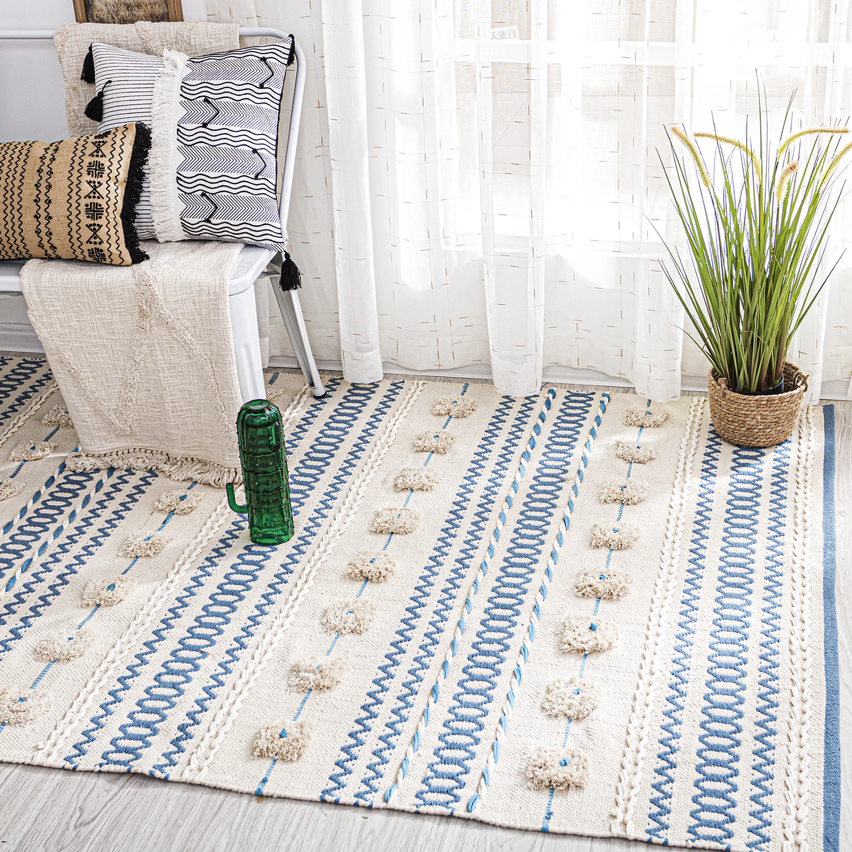 India-Hand-Made-Woven-Cotton-Carpets-for-Living-Room-Simple-Nordic-Home ...