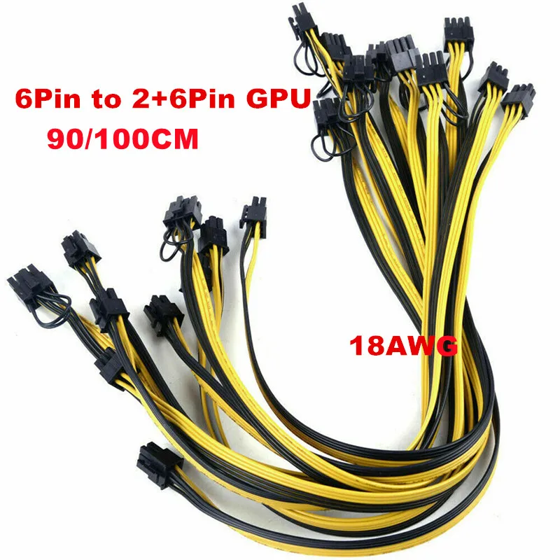 100-90CM-18AWG-GPU-PCIE-PCI-Express-6Pin-Male-to-8Pin-6-2-Male-Graphics ...