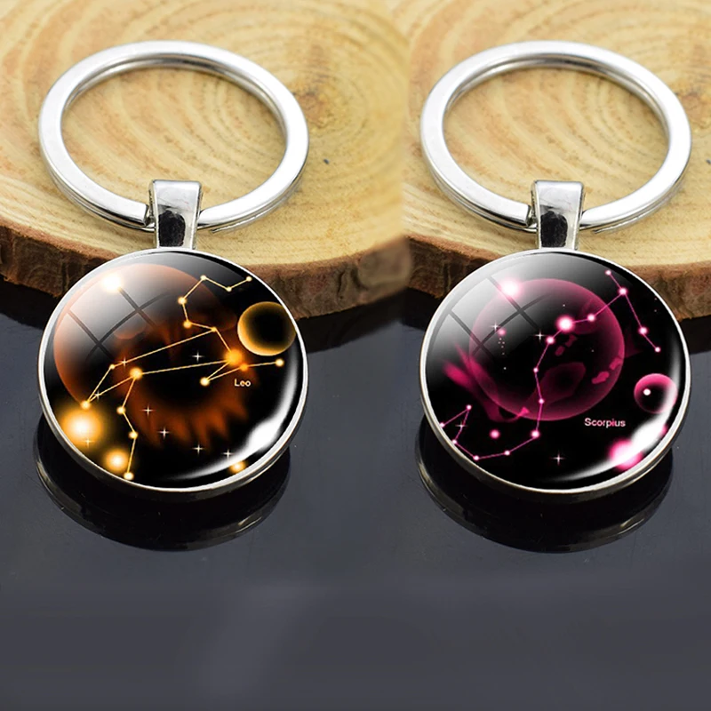12 Constellation Crystal Ball Keychain Constellation Keychain Moonlight ...