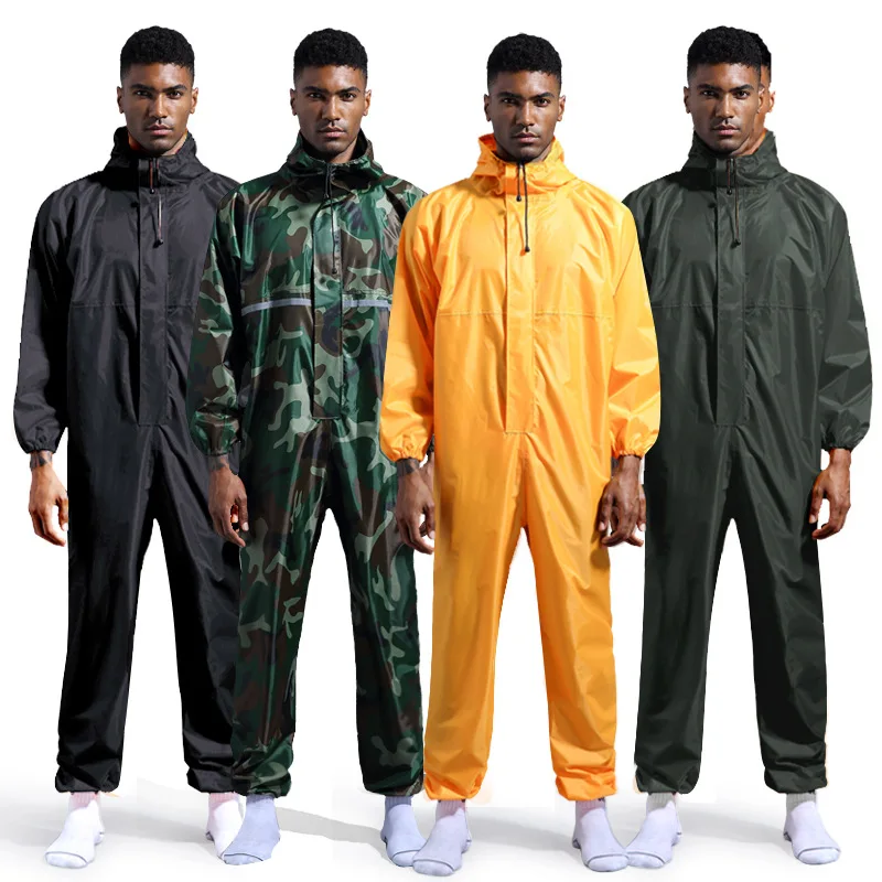 Waterproof One-Piece Overalls With Hood Oil-Resistant Work Safety ...