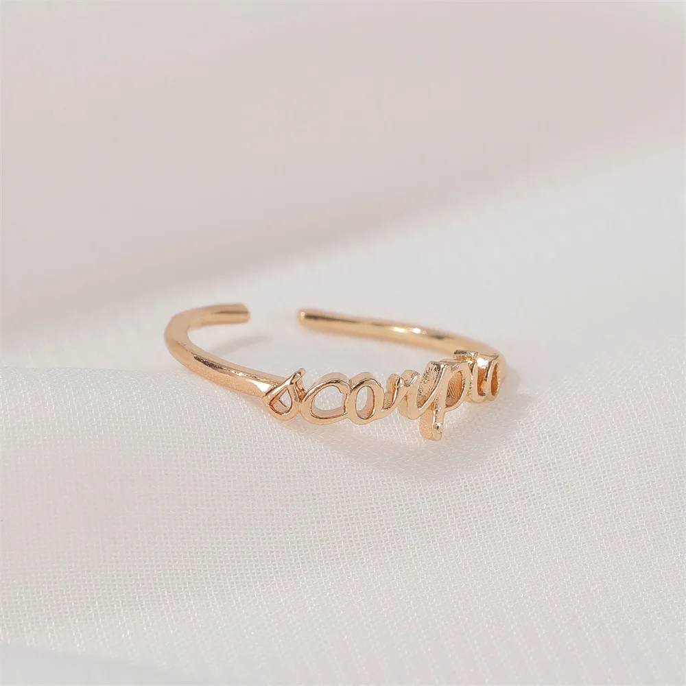 Minimalist thin Open Gold 12 Star Signs Finger Rings Birthday ...