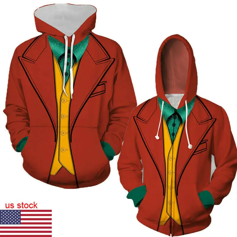 Джокер Косплей Толстовка Хоакин Феникс Джокер 3D фильм фанаты толстовки ...