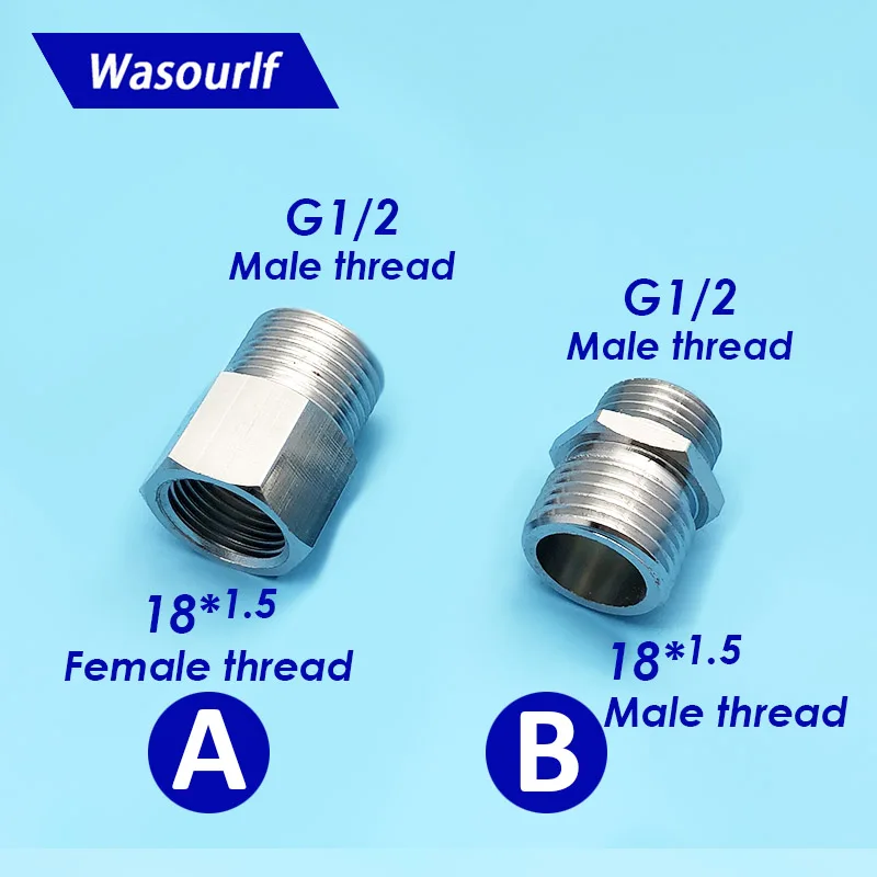 Wasourlf Adapter 1/2 18*1.5 Female Thread To Male Thread Brass ...