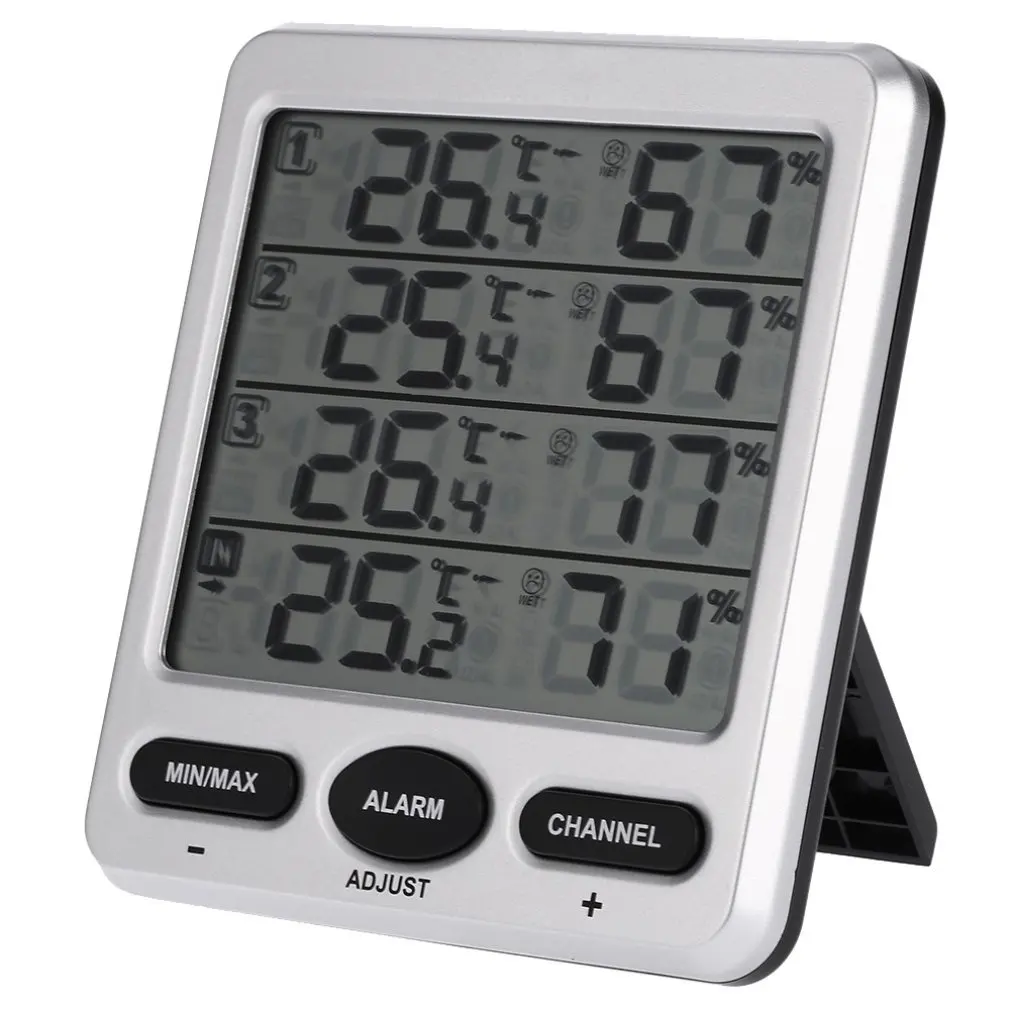 Radio Thermometer with 3 Thermo hygrometers Radio Sensors Humidity Lcd ...