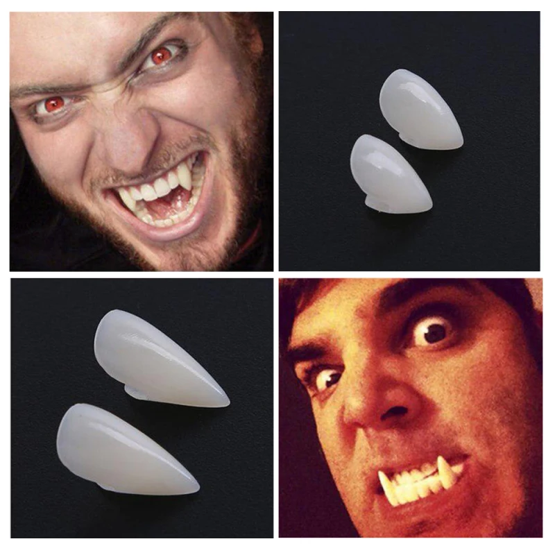 Fashion 2PCS Vampire Teeth Zombie Ghost Devil Dentures Fangs Canine ...