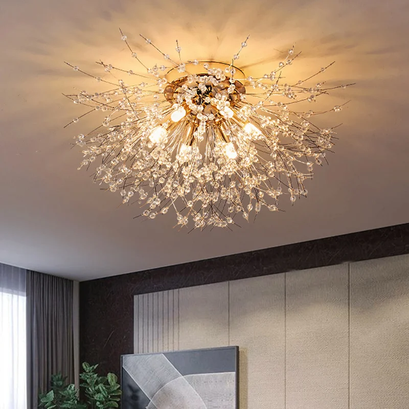 Crystal-Dandelion-Ceiling-Light-Home-Decor-Foyer-Bedroom-Golden-Ceiling ...