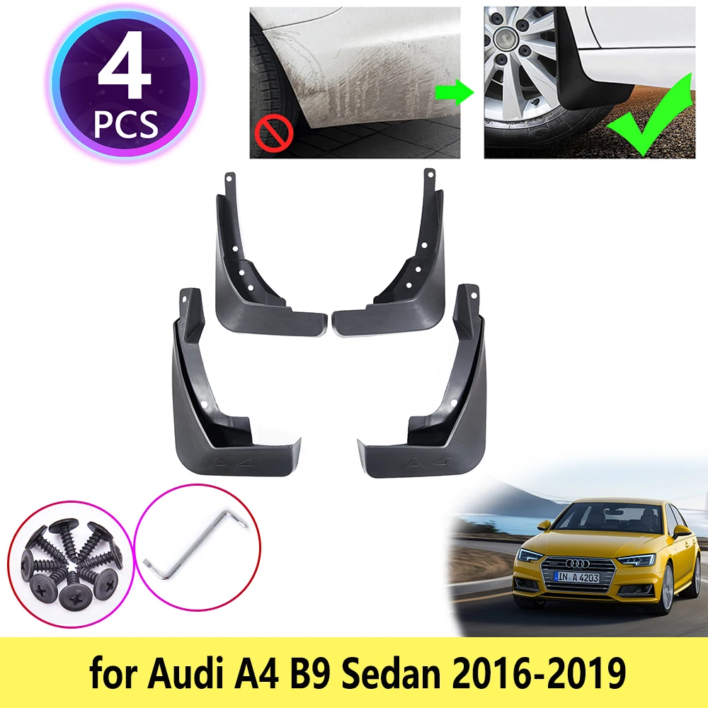 4PCS-for-Audi-A4-B9-2016-2017-2018-2019-Sedan-Mudguards-Mudflaps-Fender ...