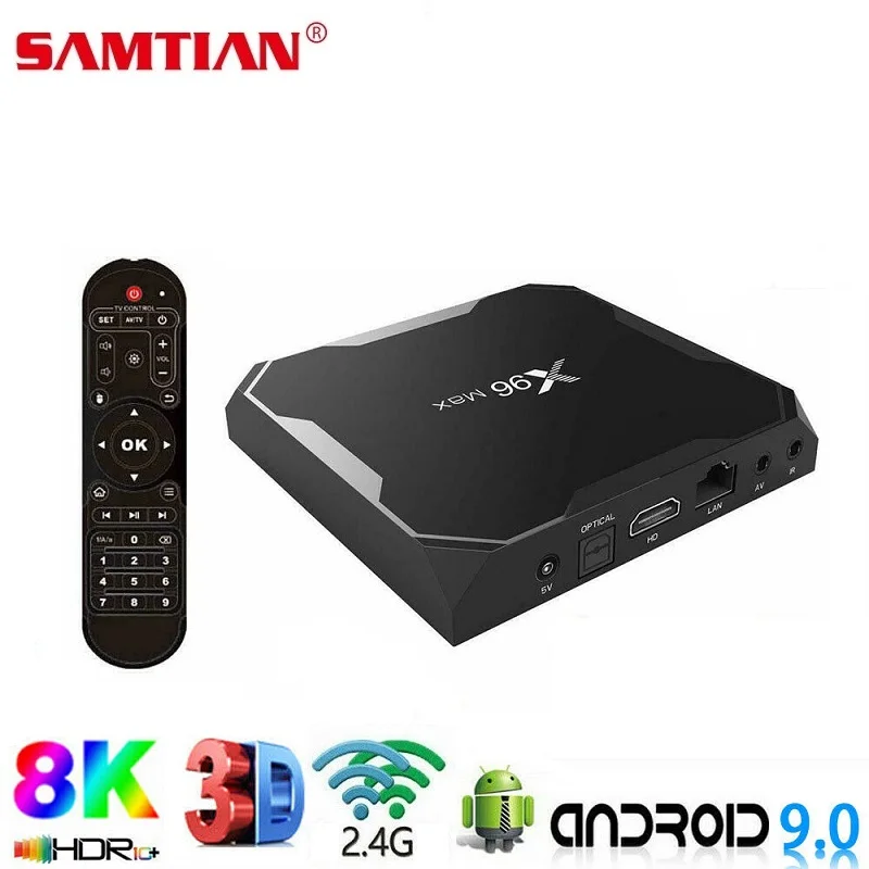 X96 MAX Plus Android 9.0 Caixa de TV Set Top Box 2.4G Hz Wifi BT 100M ...