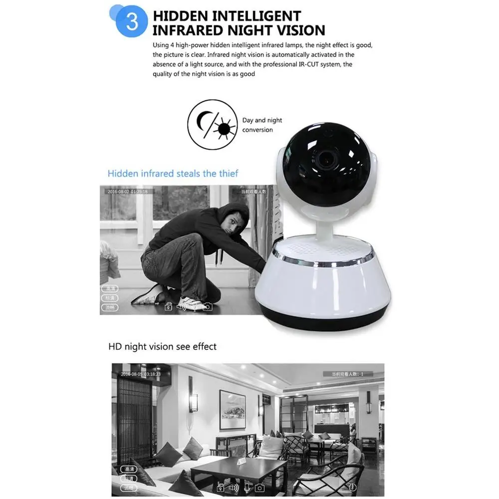 Детский Монитор портативная WiFi ip-камера 720P HD Беспроводная умная ...
