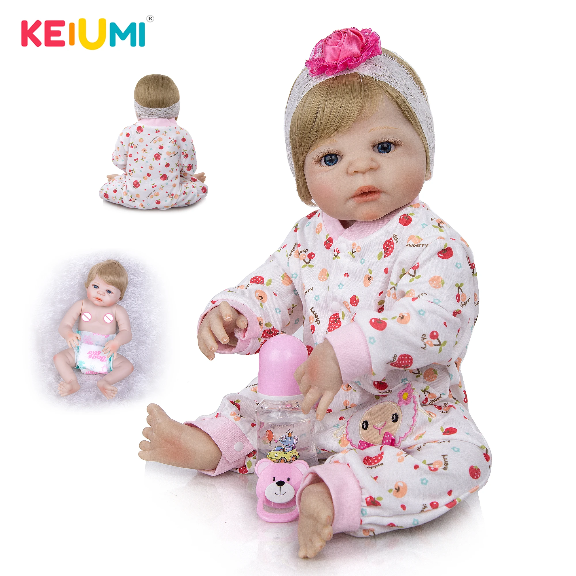 KEIUMI 23 Inch Newborn Reborn Babies Doll Girl Full Body Soft Silicone ...
