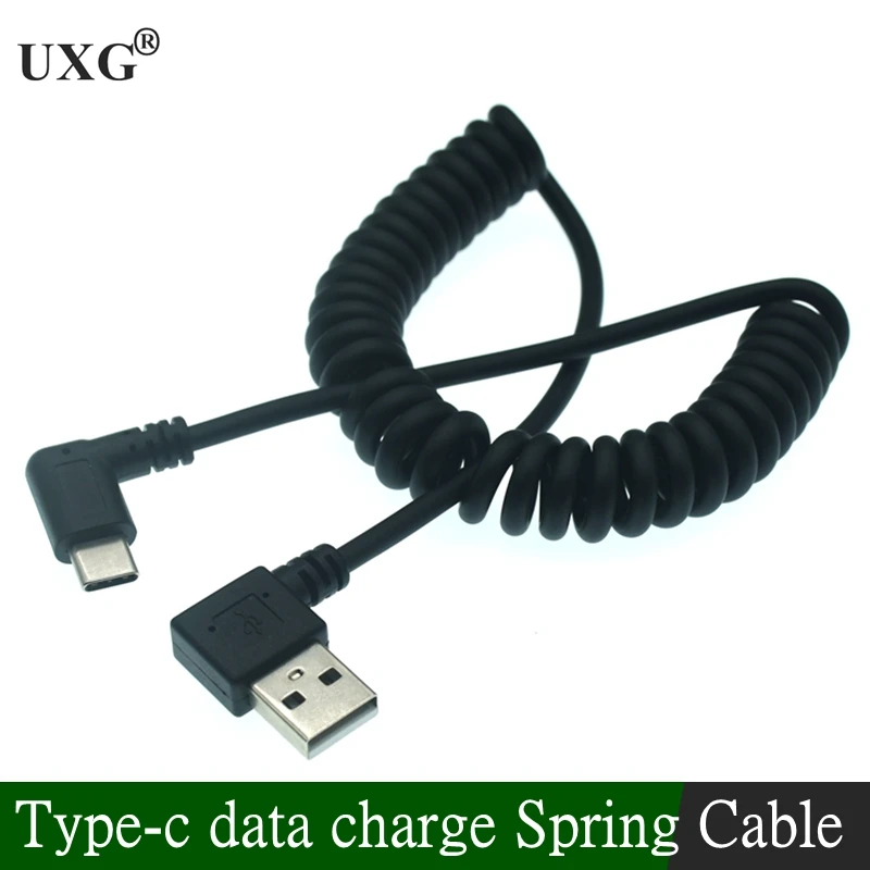 90-degree-Left-Right-Angled-USB-Type-C-Retractable-Spring-Cable-Fast ...