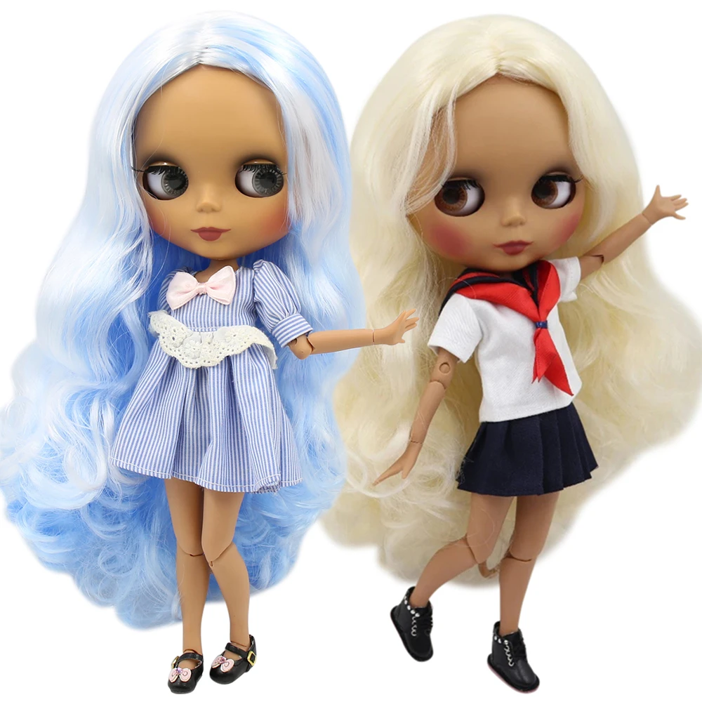 ICY DBS blyth doll 1/6 bjd toy joint body dark skin matte face 30cm ...