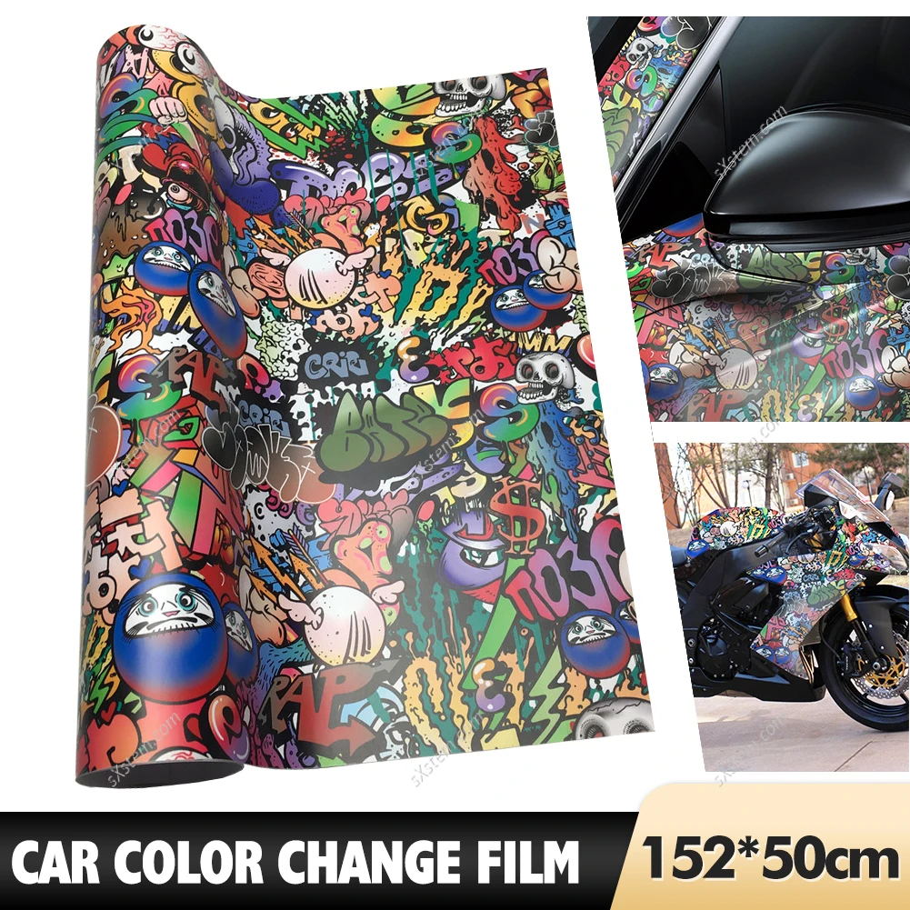 Car Sticker Bomb Vinyl Wrap Film Roll Graffiti Cartoon Car Wrapping ...