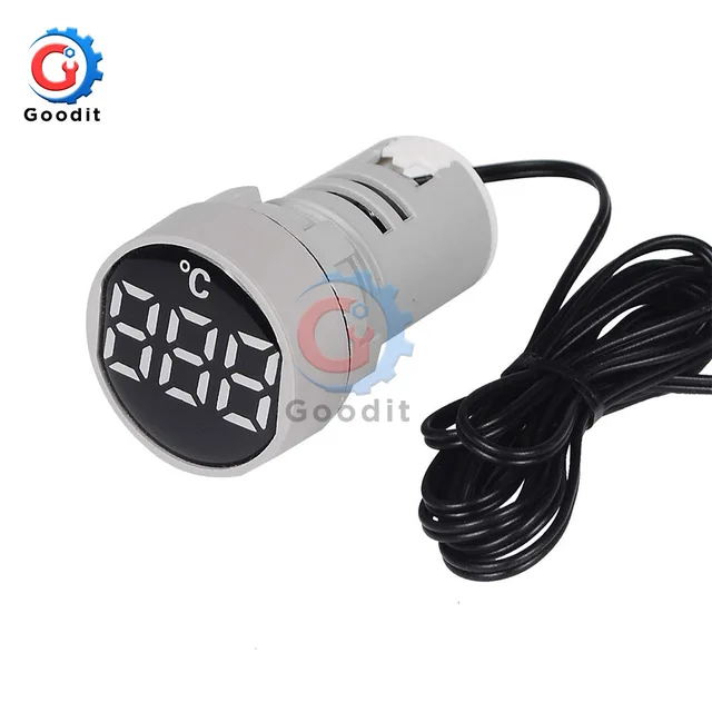22mm Round Small Mini LED Light Display Thermometer Digital Temperature ...