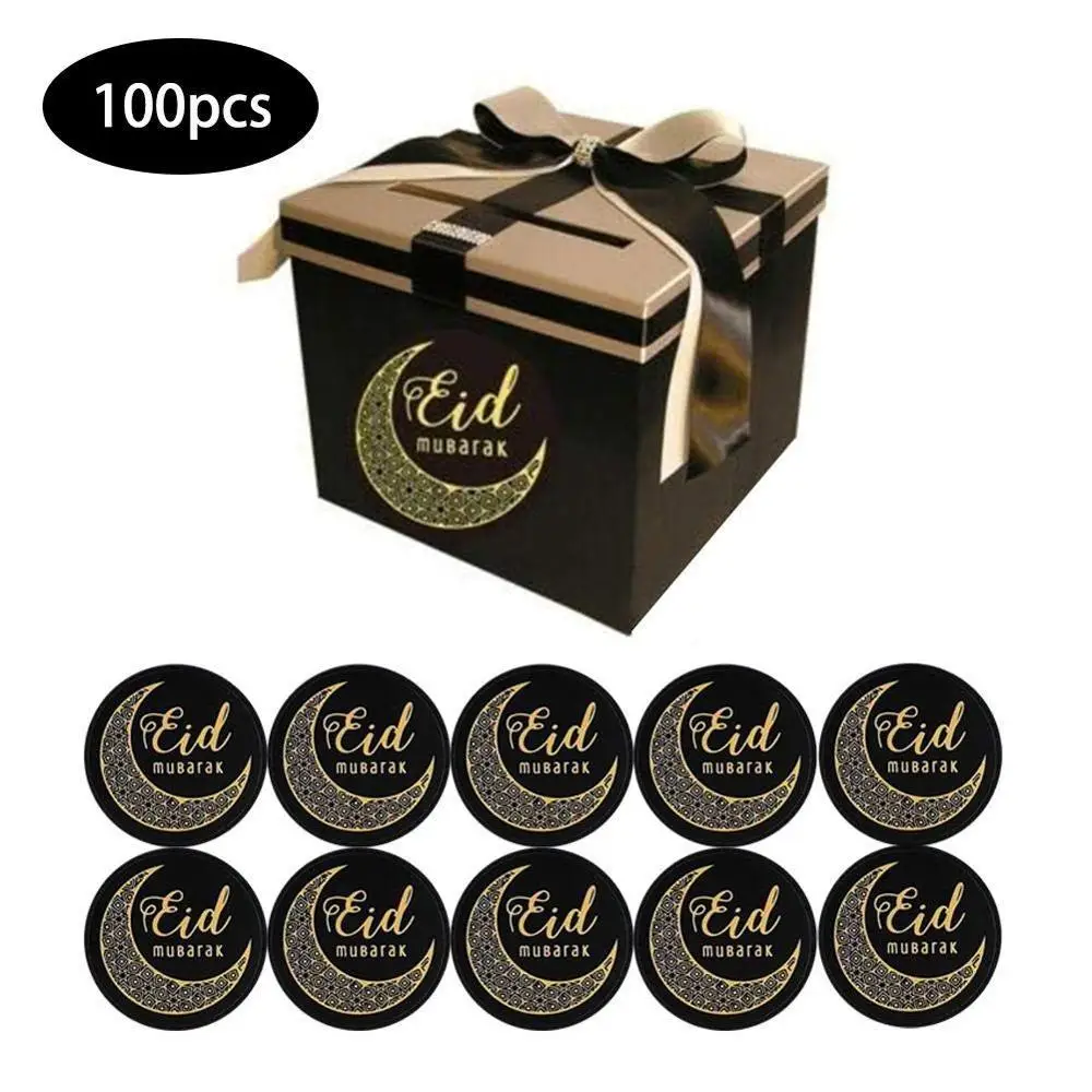 100pcs Paper Eid Mubarak Decoration Stickers Muslim Ramadan Gift Box ...