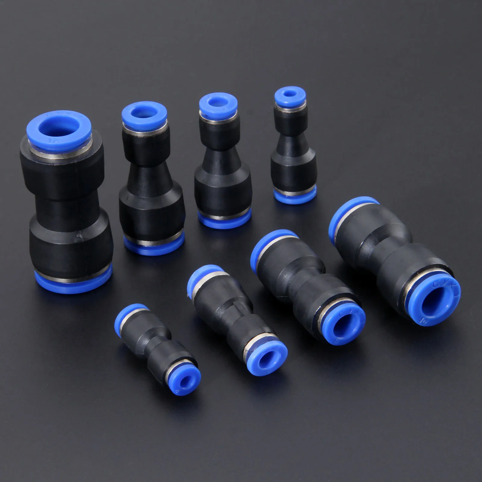 1Pc 2 Ways Pneumatic Fittings Push In Straight Reducer Connectors For ...