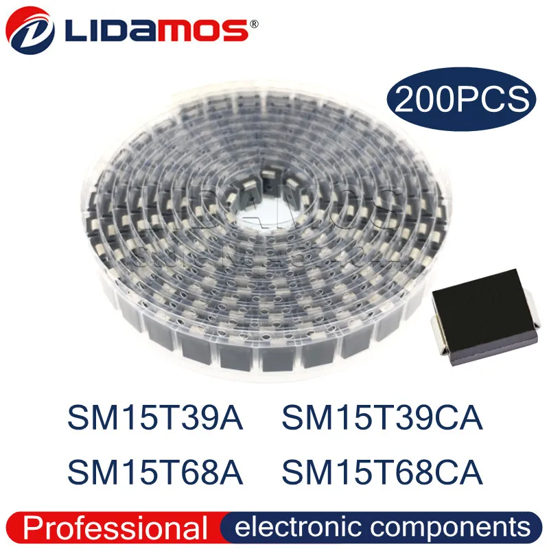 200 Uds supresor SM15T39A GFM7 SM15T39CA BFM7 SM15T68A GGG7 SM15T68CA SMC DO-214AB Transistor ...