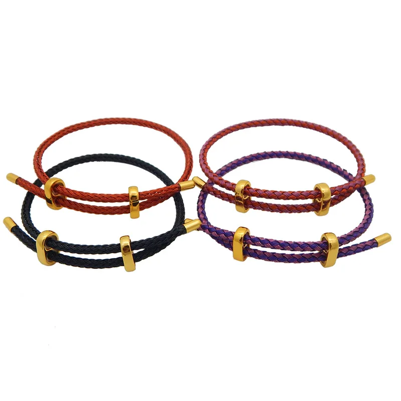 Trendy Coloured Wire Rope Bracelet 3mm Thickness Adjustable Length ...