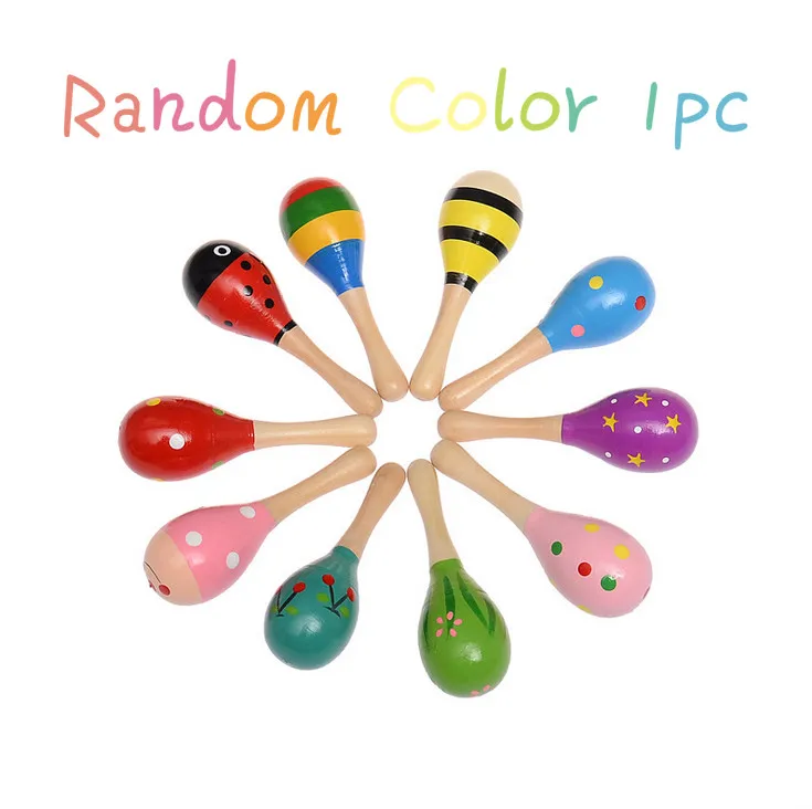 1pc Wooden Rattles Musical Instrument Baby Rattle Multicolor Sand ...