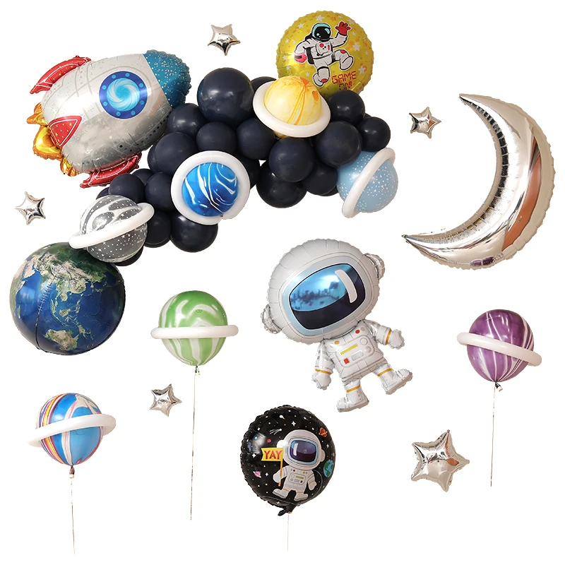 3D Astronaut Foil Balloon Rocket Balloons Space Ballons For Boy Kids ...