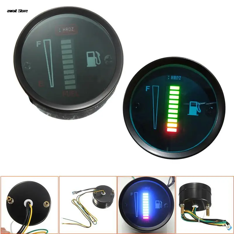 12V-24V-Universal-52mm-Car-Motorcycle-Fuel-Level-Meter-Gauge-8-LED ...
