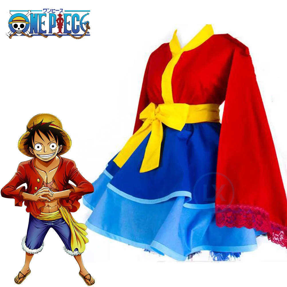 Anime One Piece Cosplay Costume Luffy One Piece Lolita Kimono Dress ...