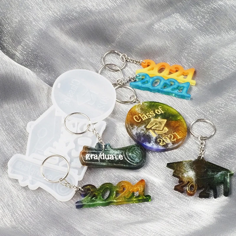 Resin Craft Molds 2021 Graduation Cap Keychain Molds Epoxy Resin Mold ...