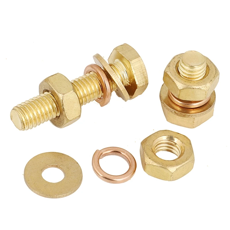 1-10Pcs M4 M5 M6 M8 M10 M12 Copper screw all-copper nut set brass outer ...