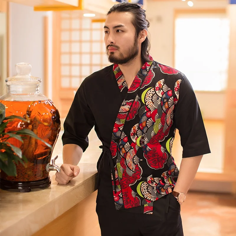 Unisex Japanese Style Sushi Chef Uniform Cuisine Cook Clothing Kimono ...