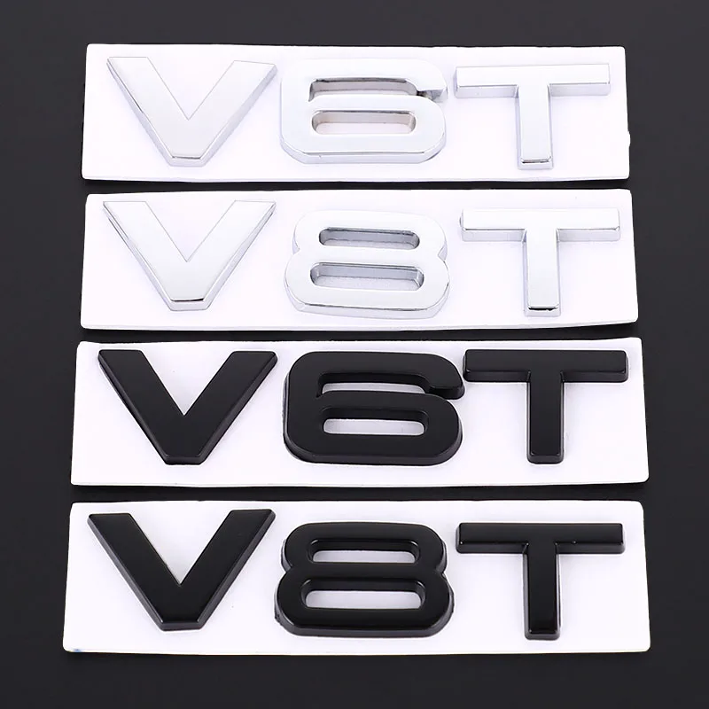 Car Sticker 3D V6T V8T Logo Metal Emblem Badge Decals Displacement ...