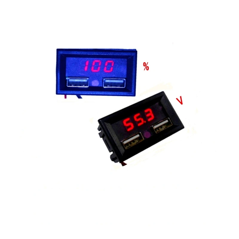 Dual Usb 5v 2a Dc 8-55v Voltage Meter Voltmeter Volt Tester 12v 24v 36v ...