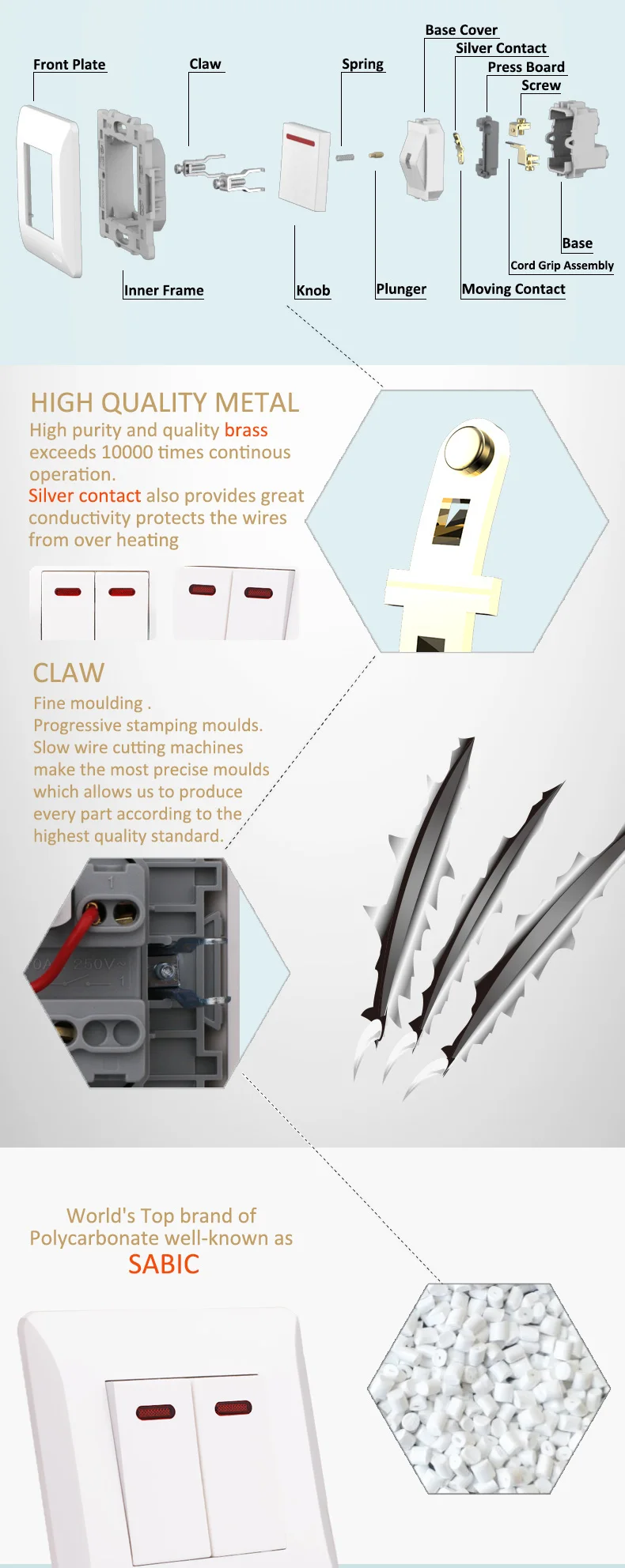 Taili Eu Standard Two Gang Two Way Wall Switch Light Switch Tl0613 ...