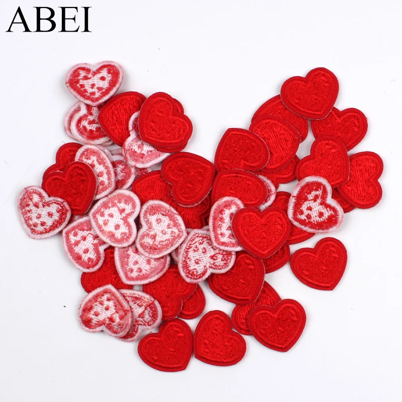 Heart Applique 24PC Red Heart Patches - Iron On Embroidered Heart ...