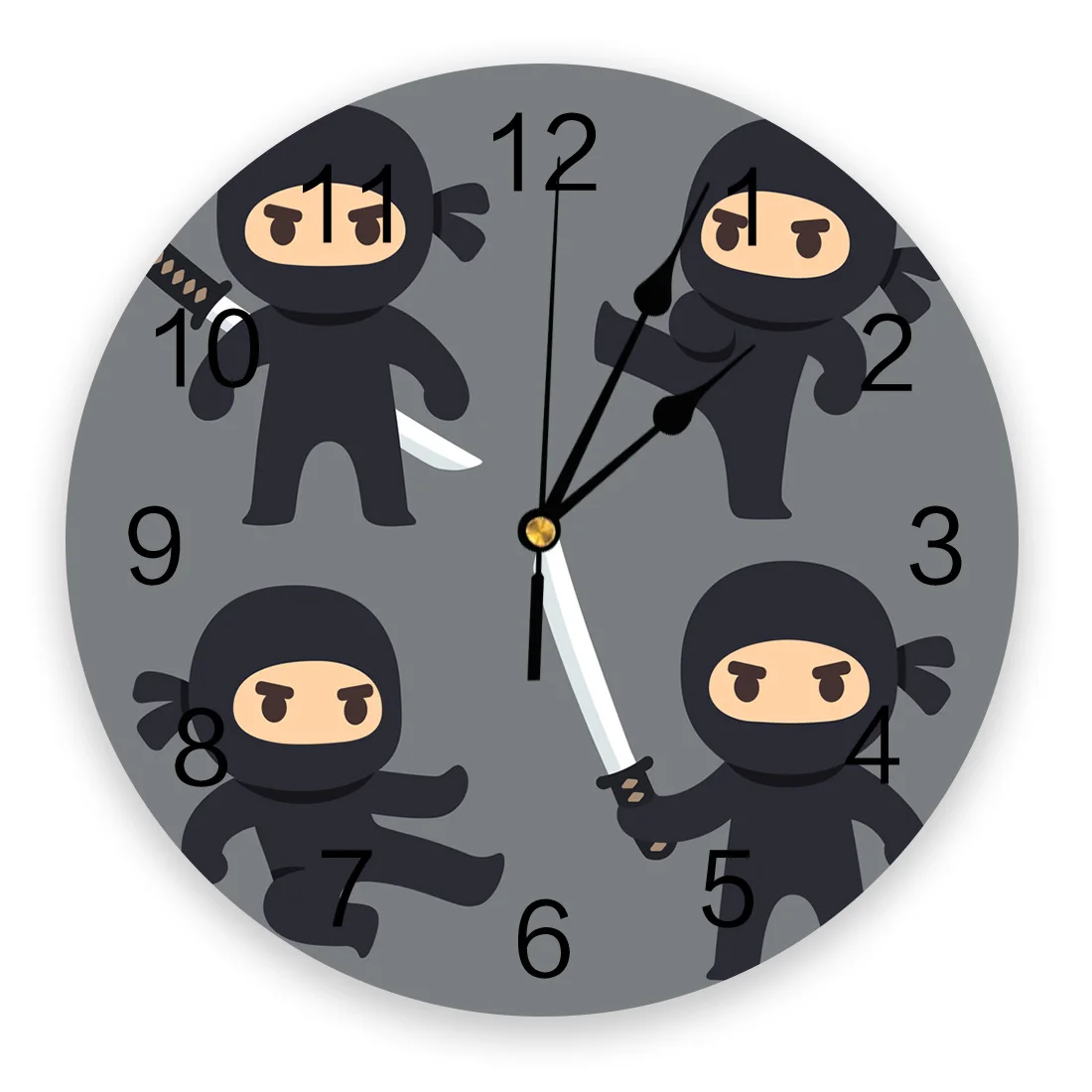 Ninja Sword Action Wall Clock Modern Design Home Decoration Digital ...