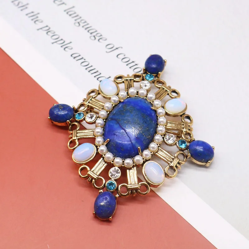 Jewelry Brooch Material | Blue Vintage Brooch | Copper Brooches ...