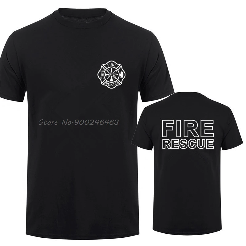 Fire-Rescue-Firefighter-T-Shirt-Men-Fireman-T-shirts-Men-Cotton-Tees ...