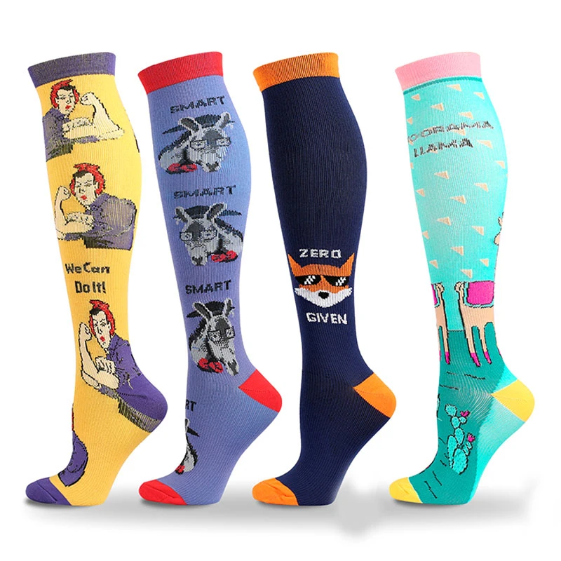 Funny Compression Socks For Men Women Animal Fox Unicorn Zebra Print ...