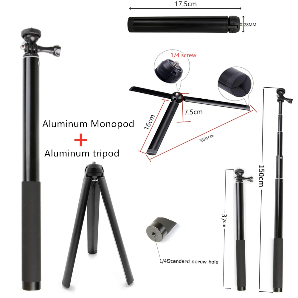 Anordsem-Aluminum-Monopod-Tripod-Mount-Extension-Rod-For-Gopro-Hero-9 ...